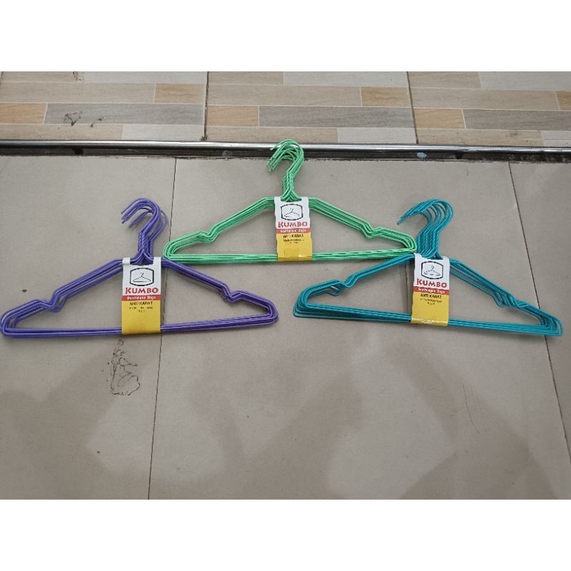 Jual hanger kawat warna 10pcs / jemuran baju gantungan baju kawat ...