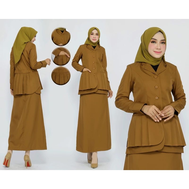 Jual BAJU Kerja DINAS Krah Jas Rempel Bawah Wanita seragam pns Setelan rok Span/Rok.A/Celana ...