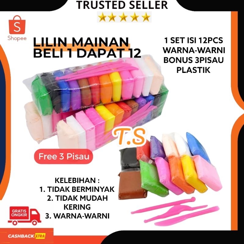 Jual MAINAN ANAK CLAY MALAM EDUKASI 1 SET 12 MAINAN LILIN PLASTISIN ...