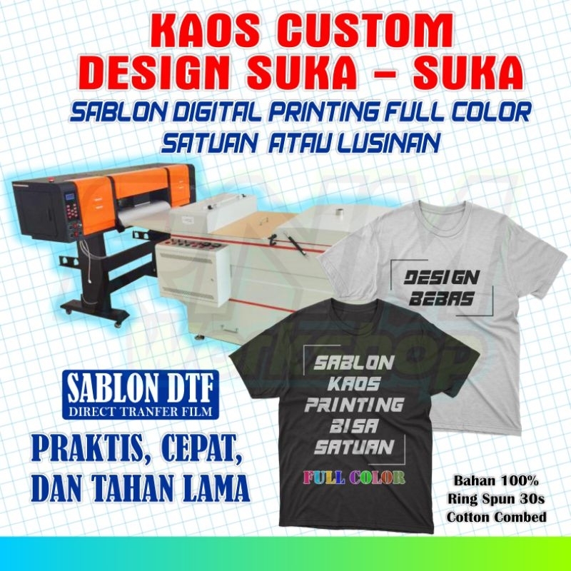 Jual Sablon Kaos DTF - Bisa Satuan - Desain Bebas full Color | Shopee Indonesia