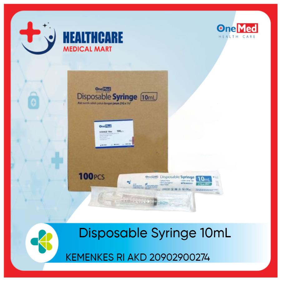 Jual Spuit 10cc Disposable Syringe 10ml OneMed perbox isi 100pcs ...