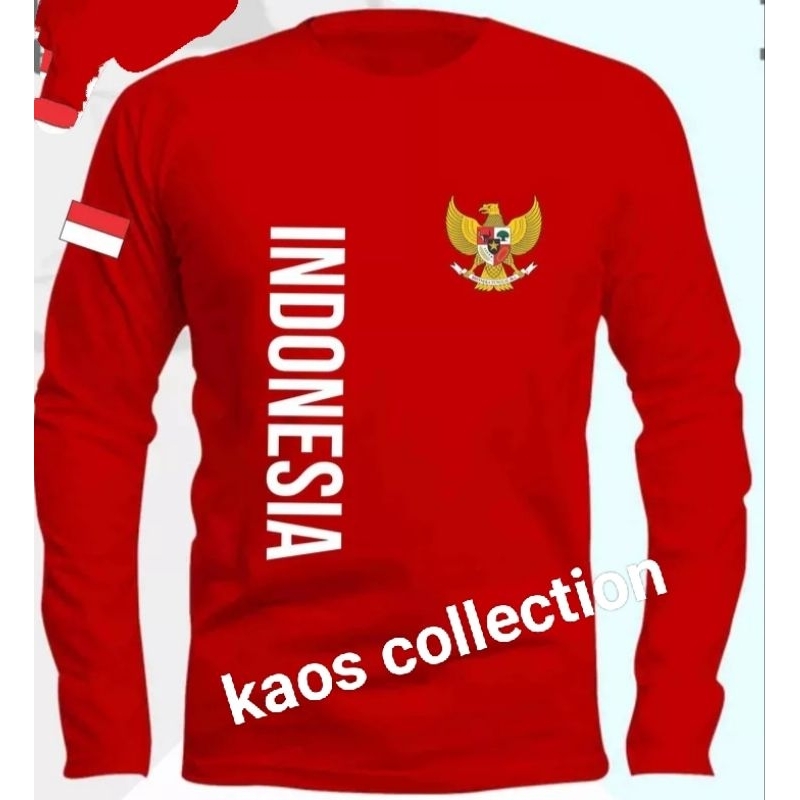 Jual kaos lengan panjang kaos 17 agustus /kaos HUT 78/2023/kaos murah TULISAN INDONESIA SAMPING ...