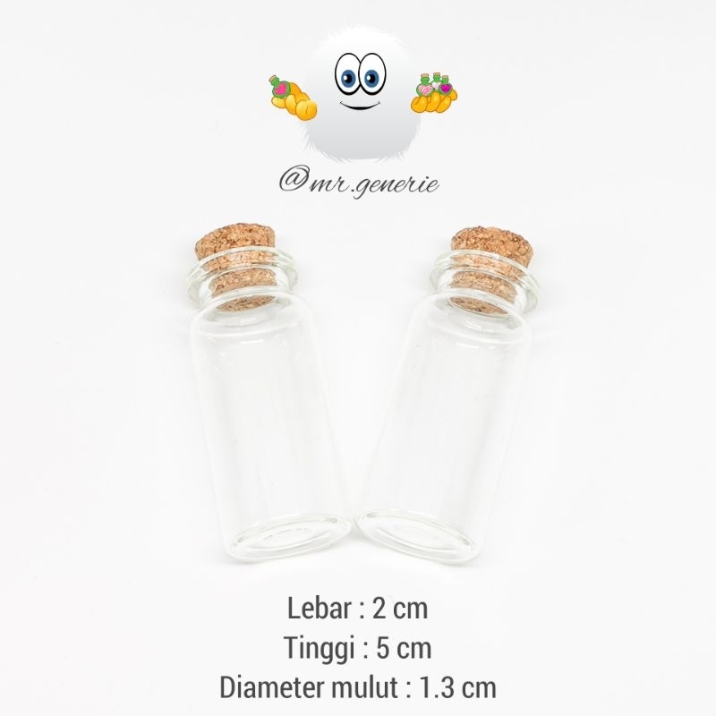 Jual Mr.Generie 10mL Tall Cork Glass Bottle / Botol kaca tutup kayu ...