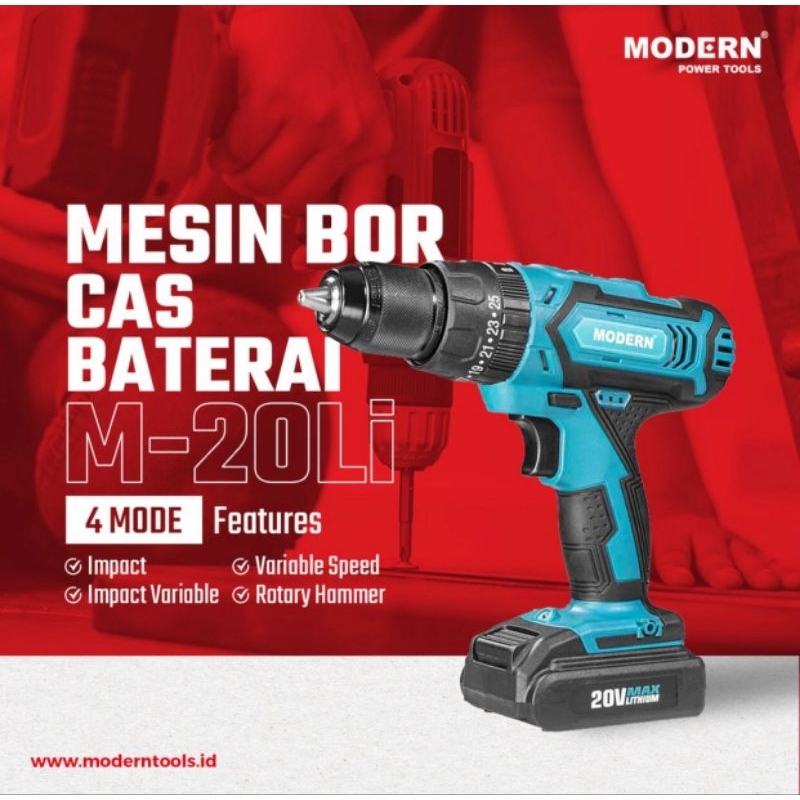 Jual Modern M20Li / Mesin Bor Baterai 13mm M20Li Cordless Drill/Bor Cas ...
