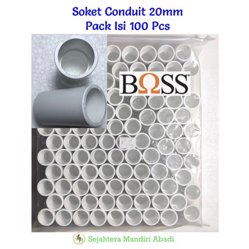 Jual Soket Pipa Listrik 20mm Boss Conduit Sok Konduit Putih Pack 100 ...