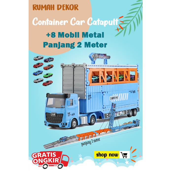 Jual Container Car Catapult Mainan Anak Mobil Kontainer Diecast 8 Mobil ...