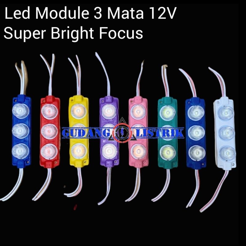 Jual Lampu Aki Led Module 3 Mata DC 12 Volt 3 Watt Cahaya Fokus Anti Air | Shopee Indonesia