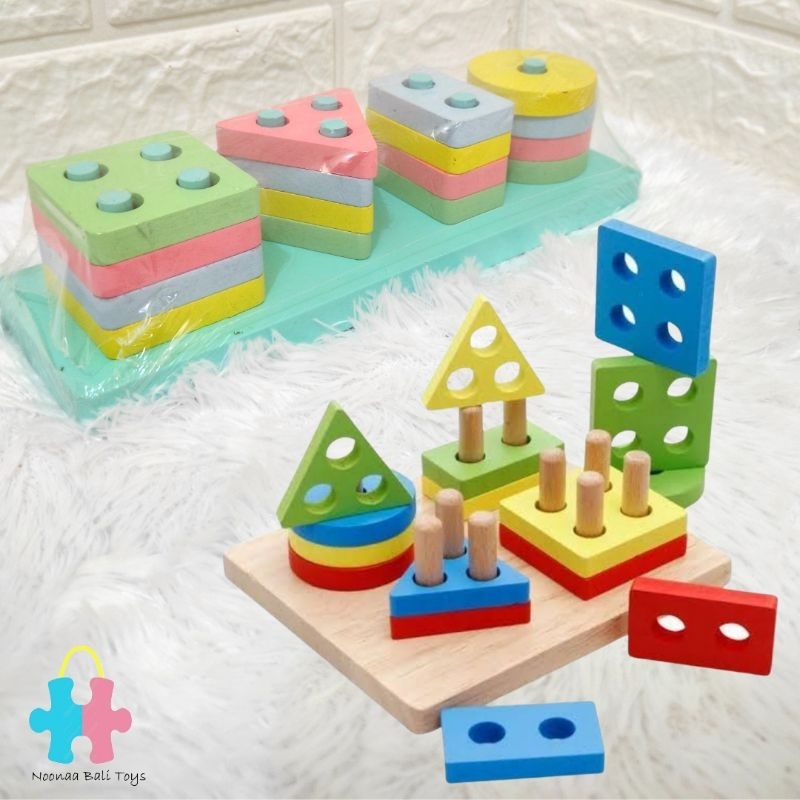 Jual Shape Matching Blocks Mainan Susun Balok Geometri | Shopee Indonesia