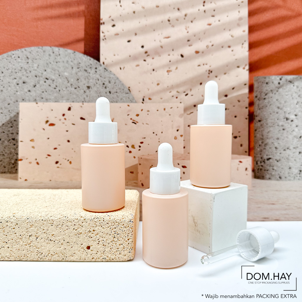 Jual 30ml Botol Pipet Kaca Pastel Putih Bahu Datar Packaging Kosmetik ...
