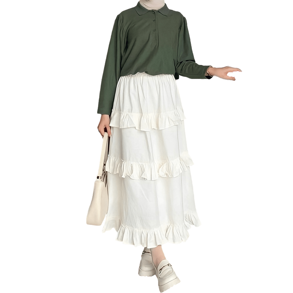 Jual Yorie rok panjang rok rampel ruffle panjang bahan twiscone size ...
