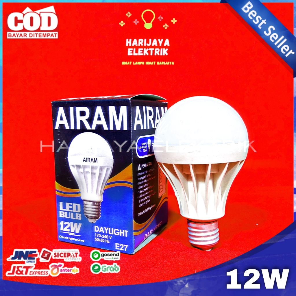 Jual AIRAM LAMPU BOHLAM LED 12 WATT BULAT E27 BULB HEMAT LISTRIK ...