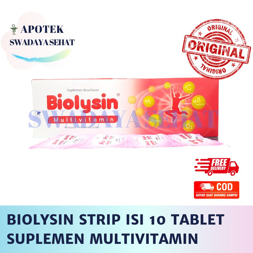 Jual BIOLYSIN STRIP ISI 10 TABLET Suplemen Multivitamin Anak Dewasa ...