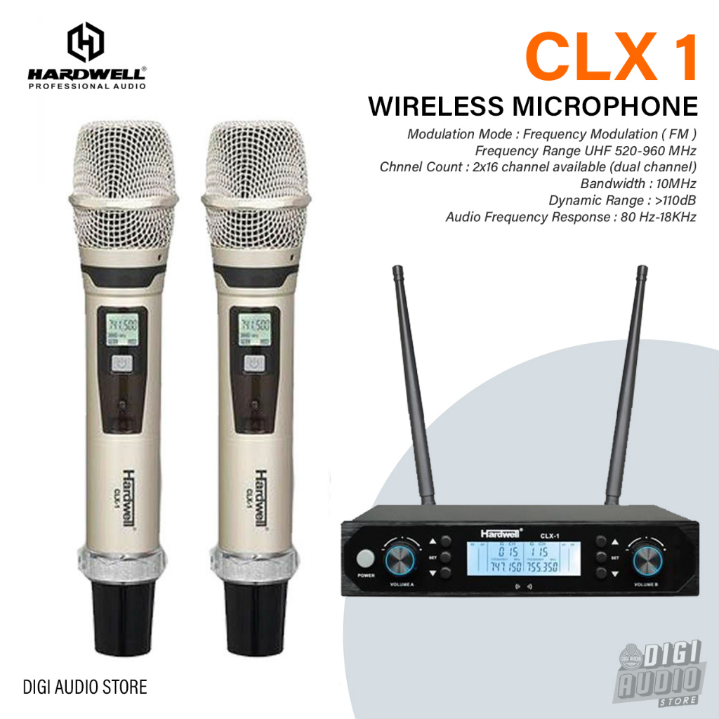 Jual Mic Wireless isi 2 Microphone Vocal HARDWELL CLX-1 - Microphone ...