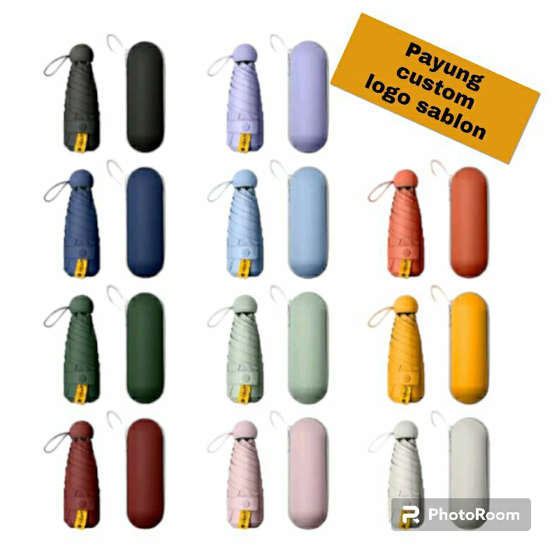 Jual Payung Capsul Custom Sablon Logo Payung Premium 6R | Shopee Indonesia