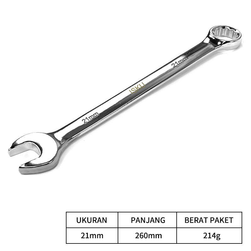 Jual ISKU Kunci Ring Pas Set 8-24mm Combination Spanner Wrench Bahan Cr ...