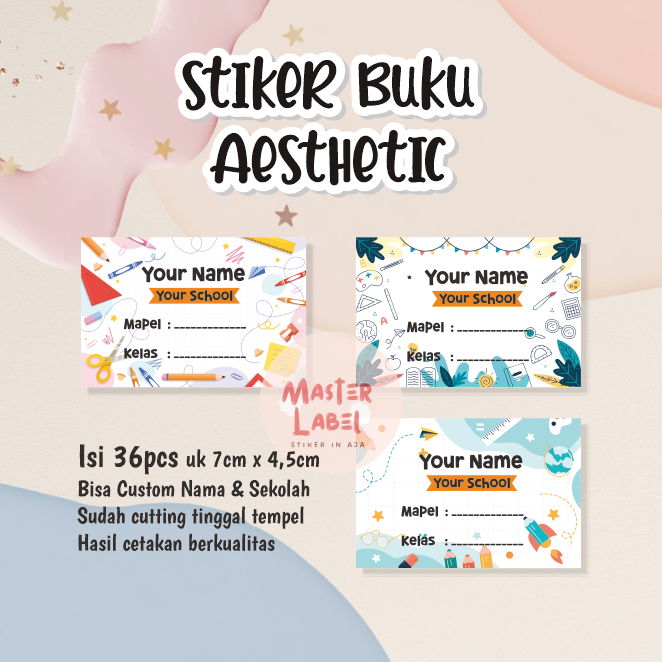 Jual Stiker nama custom PELAJARAN stiker nama buku aesthetic | Shopee ...