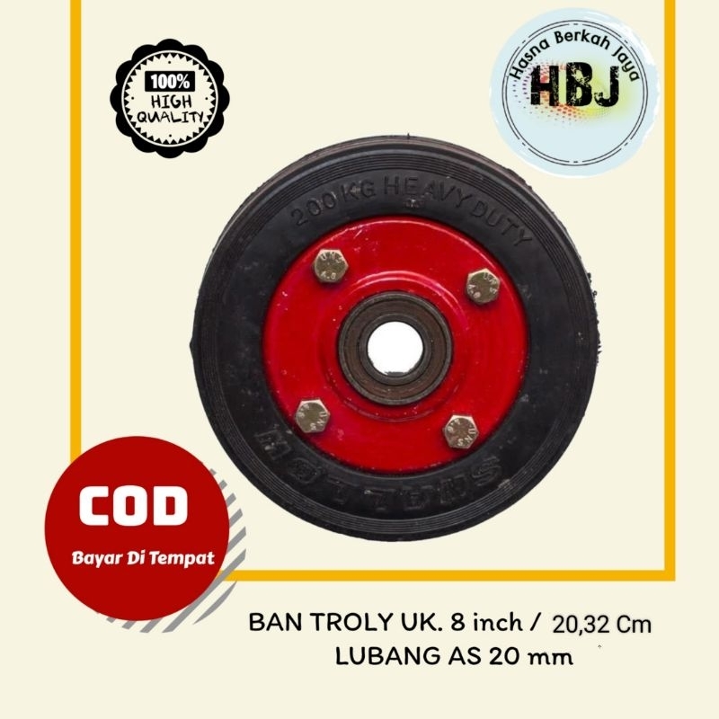 Jual RODA LORRY KARET SWALLOW 8inch | RODA TROLLEY 8inch | RODA ROLLI ...