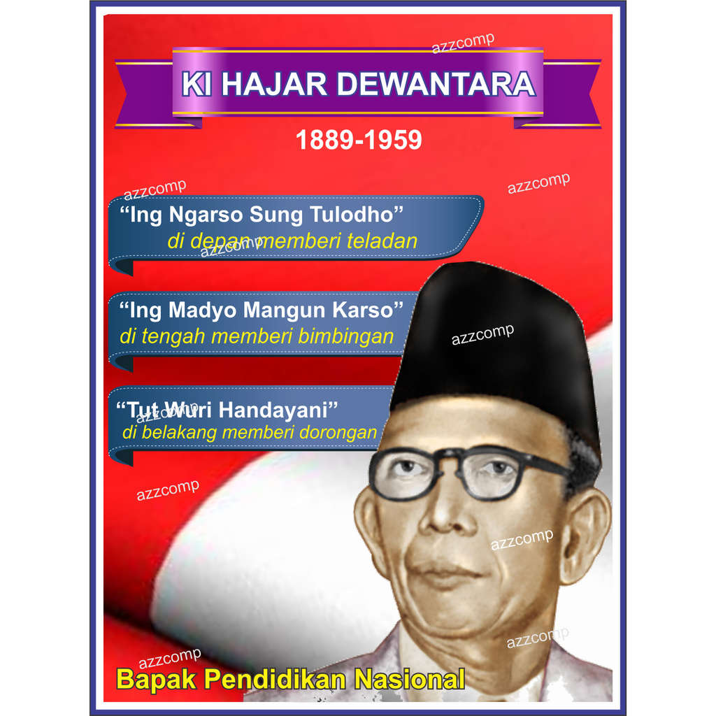 Jual Poster Pendidikan Gambar Ki Hajar Dewantara Plus Bingkai 80 x 60 ...