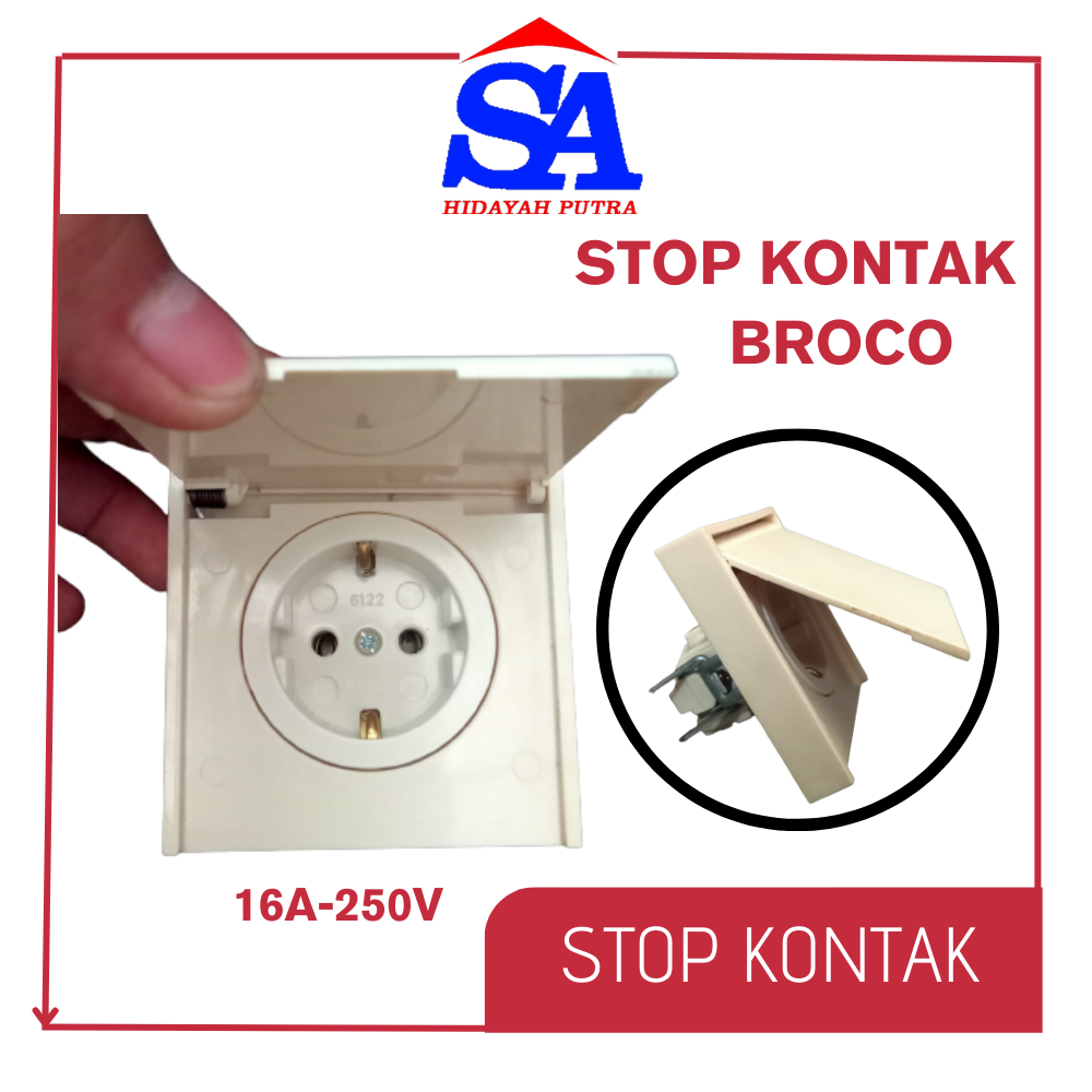 Jual STOP KONTAK BROKO 16A-250V Stop Kontak BROCO / Stop Kontak Tutup ...