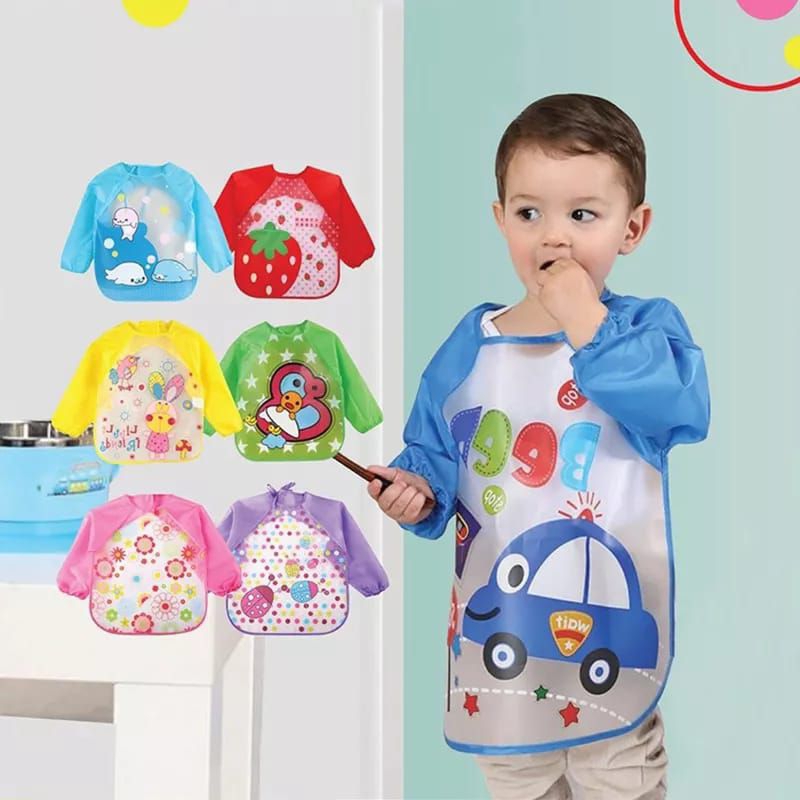 Jual Celemek Apron Makan Aktifitas Anak Bayi Model Baju Lengan Panjang ...
