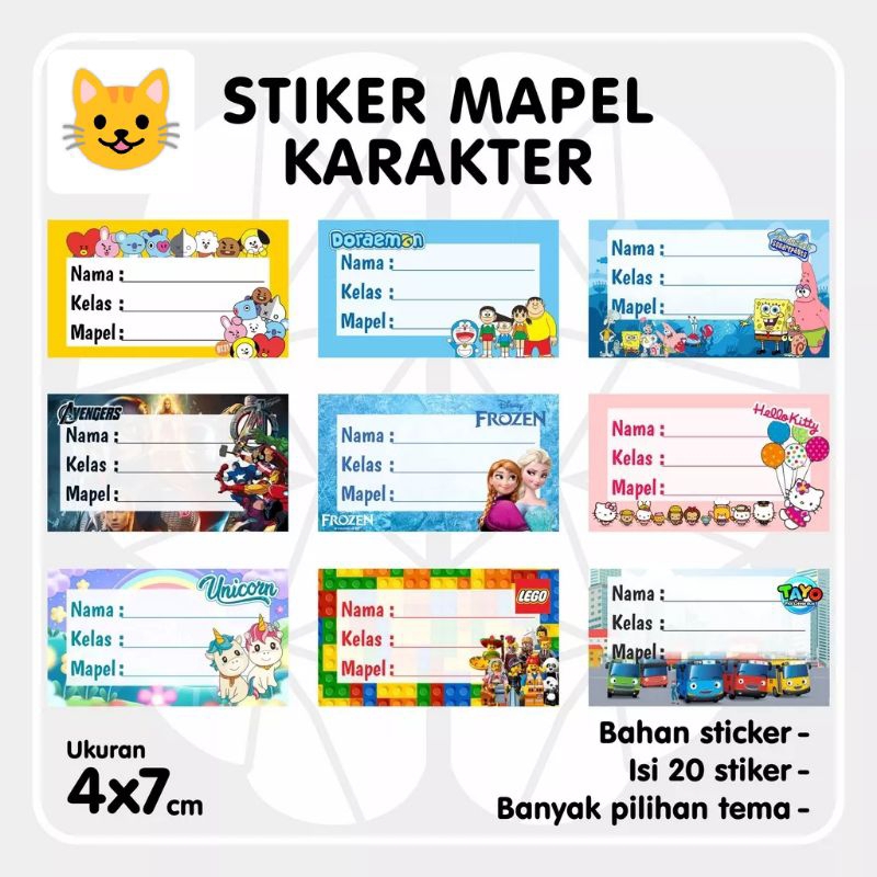 Jual Name Tag Stiker Sticker Nama Kosongan Anak Cewek Cowok Gambar BTS ...