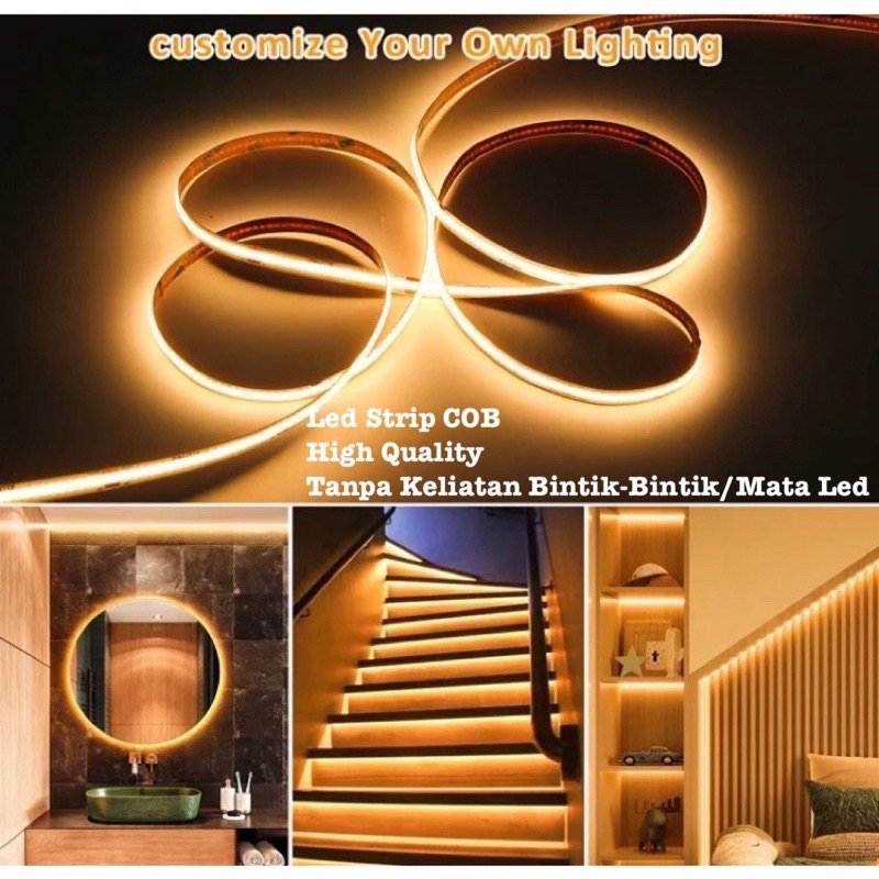 Jual LED STRIP COB 12 VOLT 5 METER HIGH QUALITY | Shopee Indonesia