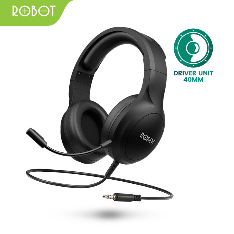 Jual ROBOT Headphone Wired RH-P20 3.5mm Jack Black Headphone Original ...