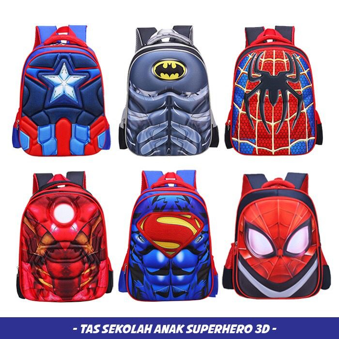 Jual BA2203 TAS SEKOLAH ANAK SUPERHERO FROZEN 3D IMPORT RANSEL ANAK ...