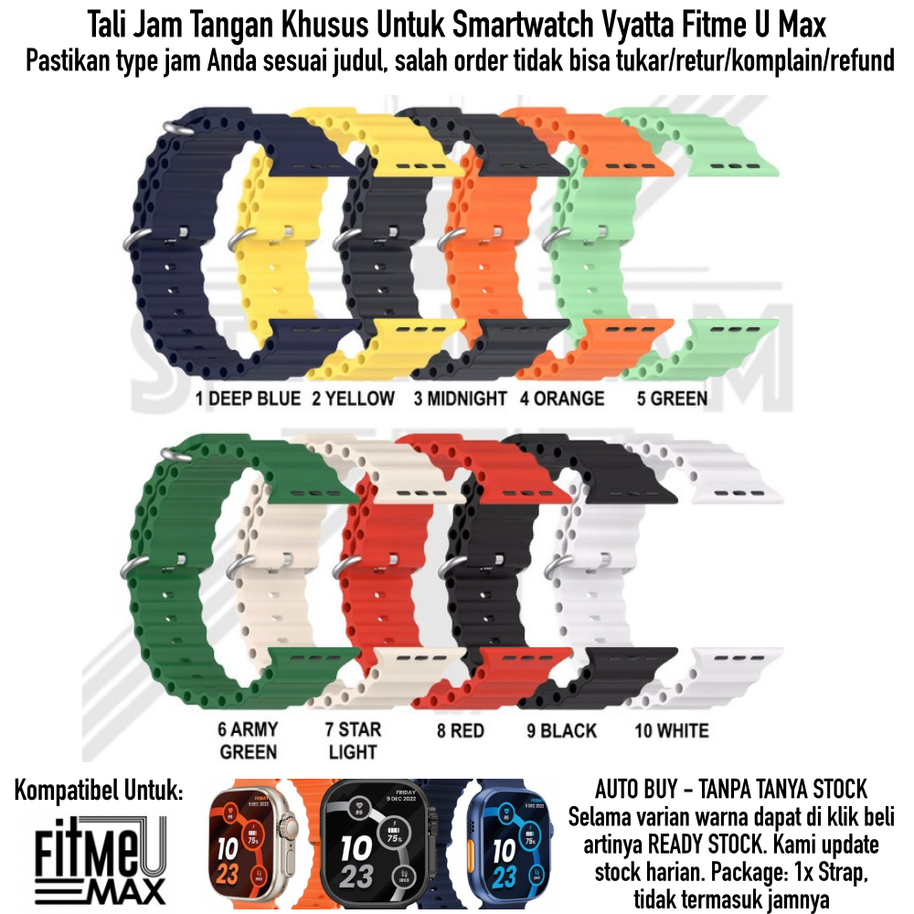 Jual Tali Jam Tangan Smartwatch Vyatta Fitme U Max - Strap Ocean High ...