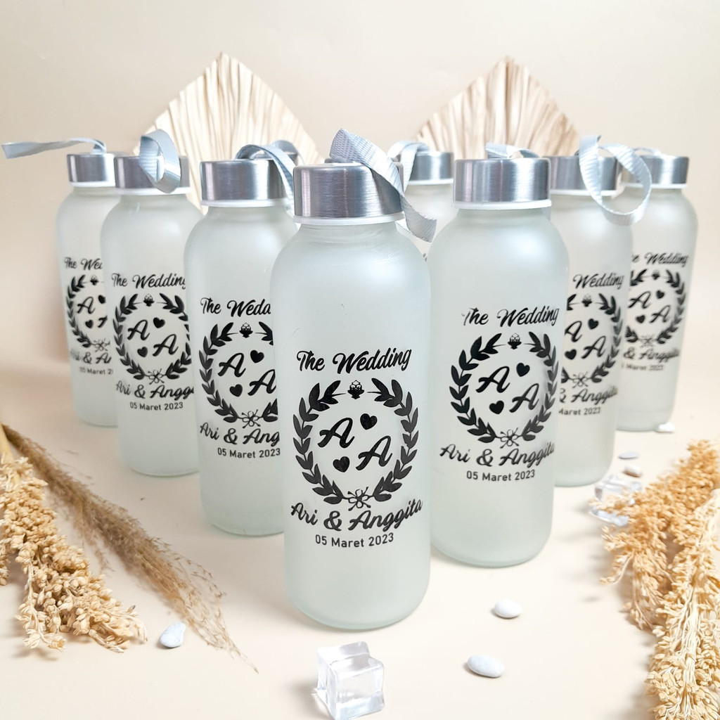 Jual Tumbler Kaca Doff Sablon Custom Nama Logo Souvenir Pernikahan ...