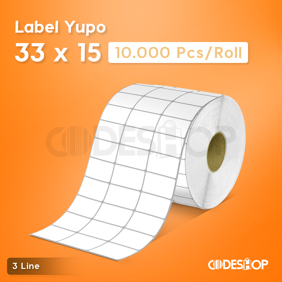 Jual Stiker Label Yupo 33x15 mm 1 Line isi 10000 Pcs Gap 2mm Perforasi ...