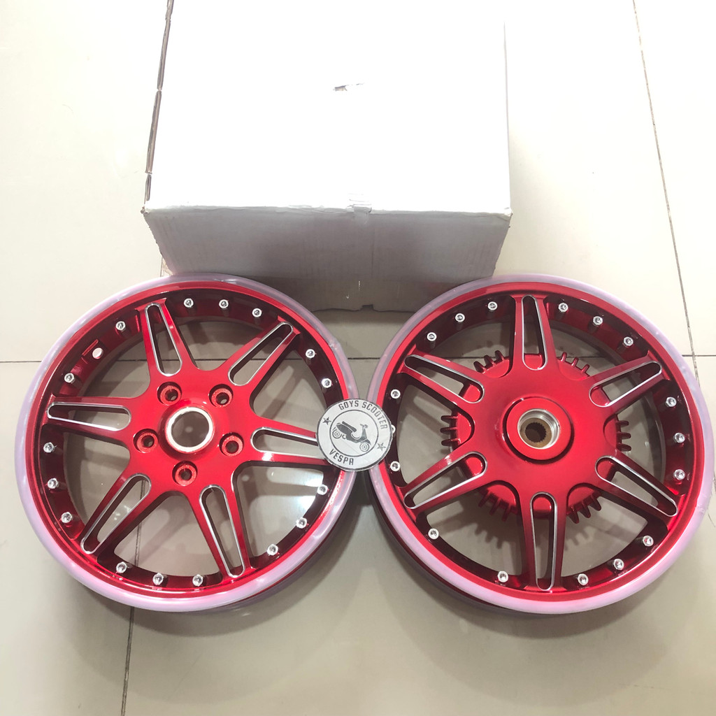 Jual Velg W126 Model Marus Merah Front & Rear Vespa Sprint Primavera ...