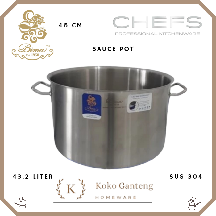 Jual Bima Chefs Sauce Pot 46cm Panci Stainless 304 Panci Resto Saucepot ...