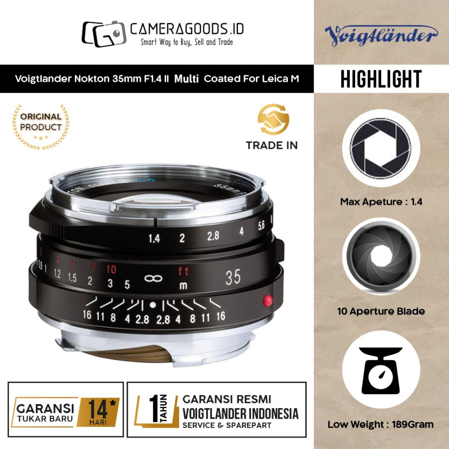 Jual Voigtlander Nokton Classic 35mm F1.4II VM MC (4002451001670 ...