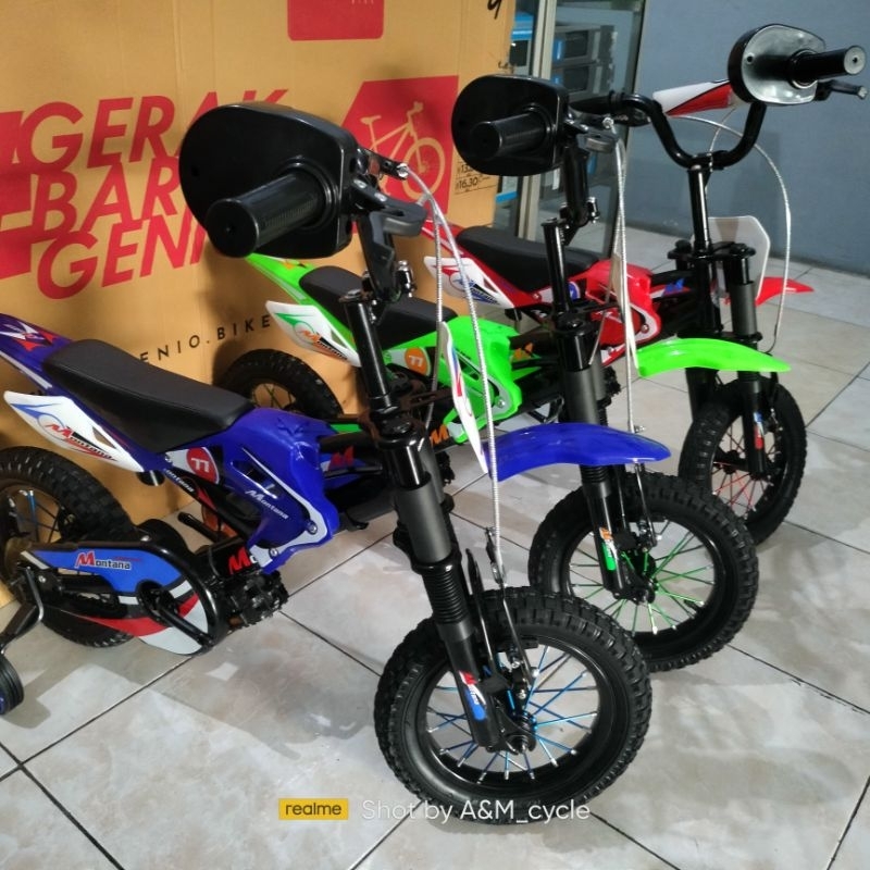 Jual Sepeda anak laki laki 12 inchi BMX Montana cross trail 4 roda ...