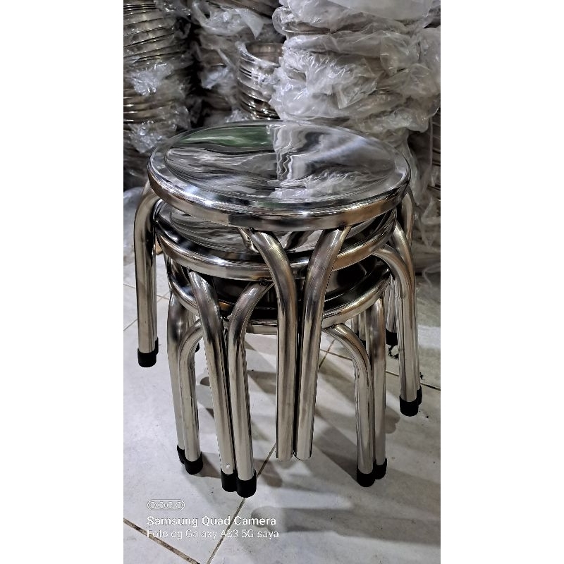 Jual KURSI STAINLESS STEEL BULAT TINGGI 30 CM (PENDEK) | Shopee Indonesia