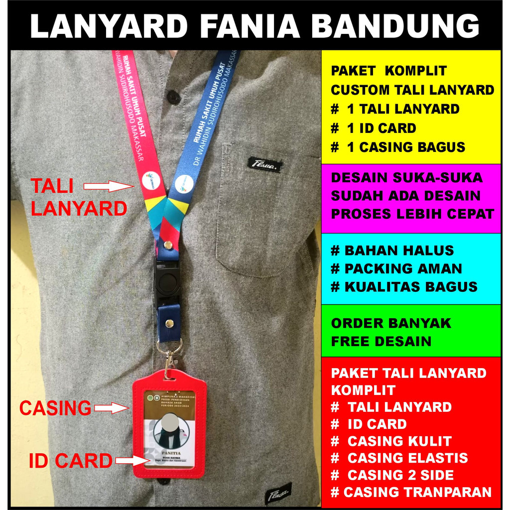 Jual SATU SET PAKET NAME TAG CETAK TALI LANYARD PRINT SUBLIM PRIMIUM ...