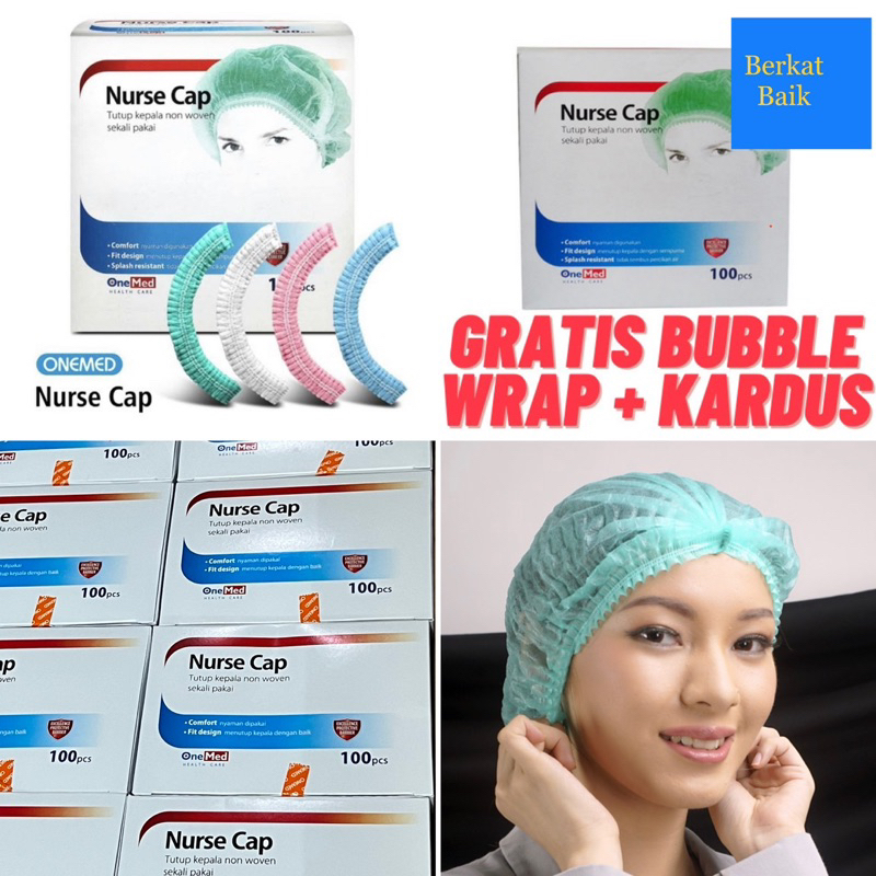 Jual ONEMED Nurse Cap isi 100 pcs / Penutup Tutup Kepala | Shopee Indonesia