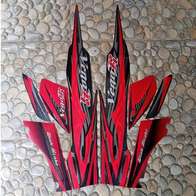 Jual Stiker Striping Motor Vega R 2008 Merah Sticker Lis Body Standar ...