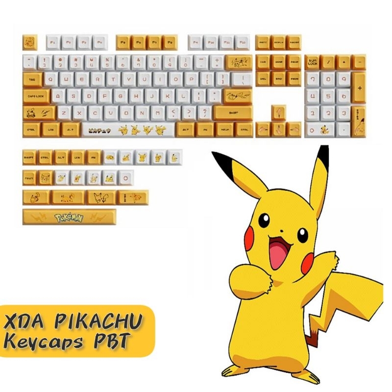Jual Pokemon Keycaps Pikachu theme pbt 126 keys XDA Profile keycap set ...