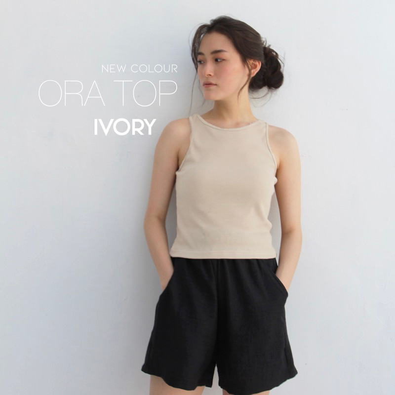 Jual ORA TOP | Ribbed Knit Racer Tank Tanktop Summer Stretch Rib Top ...