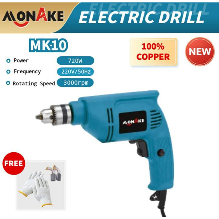 Jual Mesin Bor Tangan Listrik 10mm Bolak Balik Variable speed Free 1Set ...