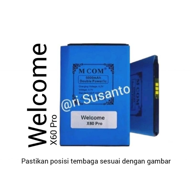 Jual Baterai MCOM for Welcome X60 Pro (9cm X 6.05cm) Double Power 5000mAh batere batre batrai ...