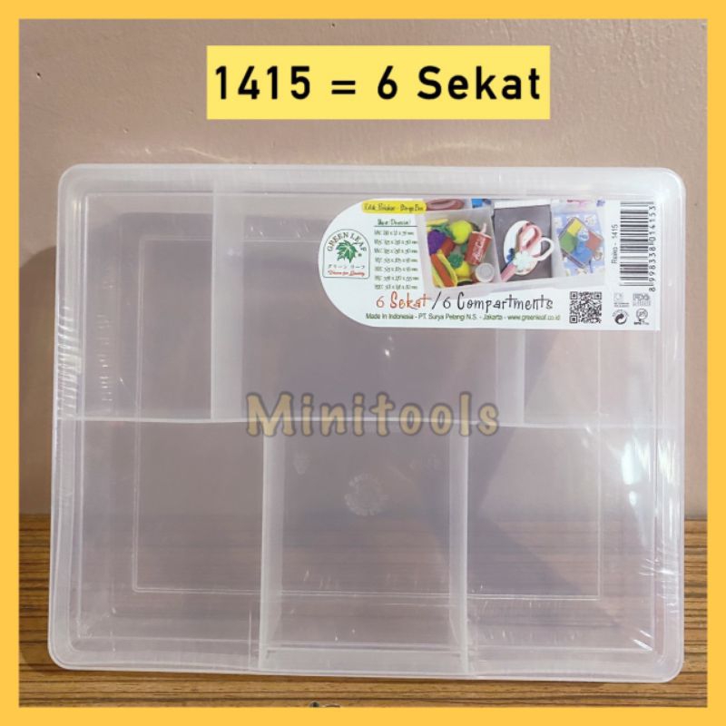 Jual Kotak Plastik 6 Sekat / Kotak Perkakas Green Leaf 1415 | Shopee ...