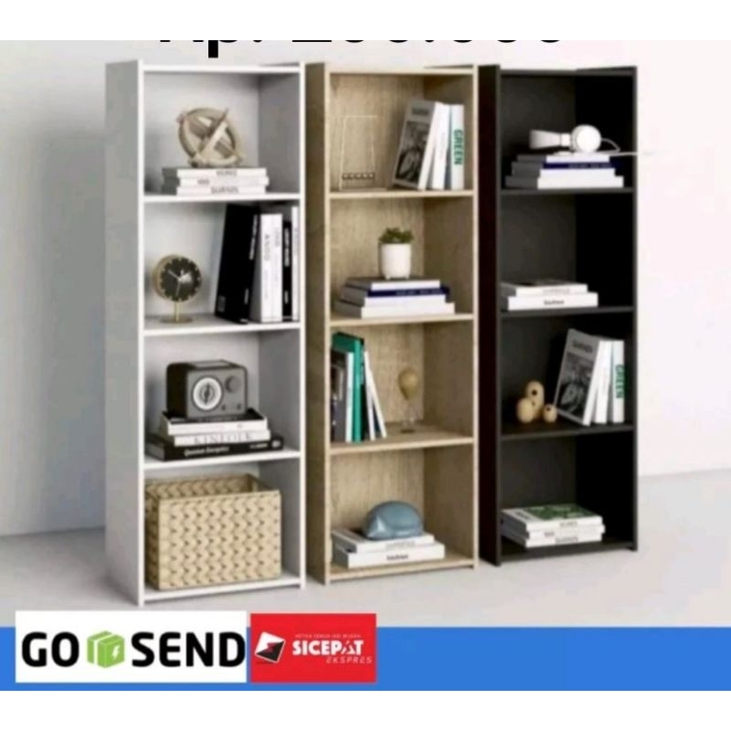 Jual rak buku rak 4 susun rak 3 susun tempat buku minimalis rak buku ...