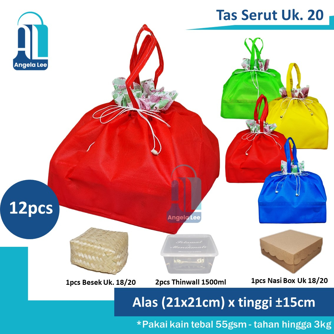 Jual 12bh Tas Kain / Serut parcel untuk Dus / Box Makanan ukuran 20x20 ... Jual 12bh Tas Kain / Serut parcel untuk Dus / Box Makanan ukuran 20x20 ...