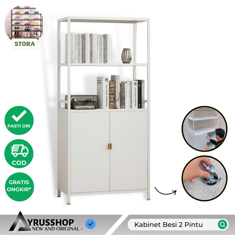 Jual Rak Lemari Kabinet Besi 5 Tingkat 2 Pintu Roda Optional/Stora ...