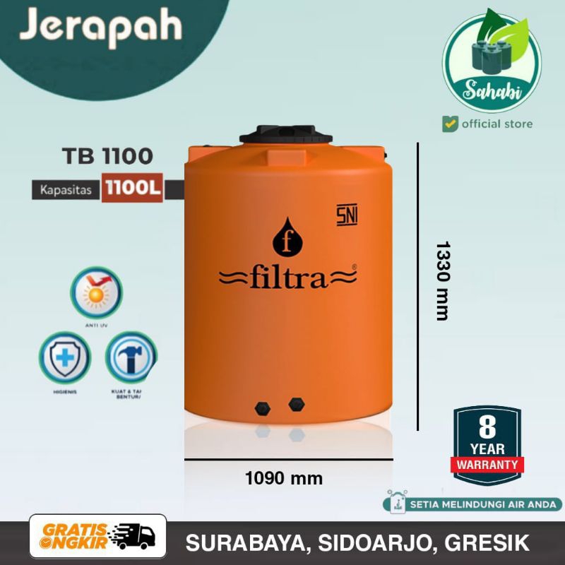 Jual Tandon Air / Toren Air / Tangki Air Filtra TBF 1100 Liter | Shopee ...