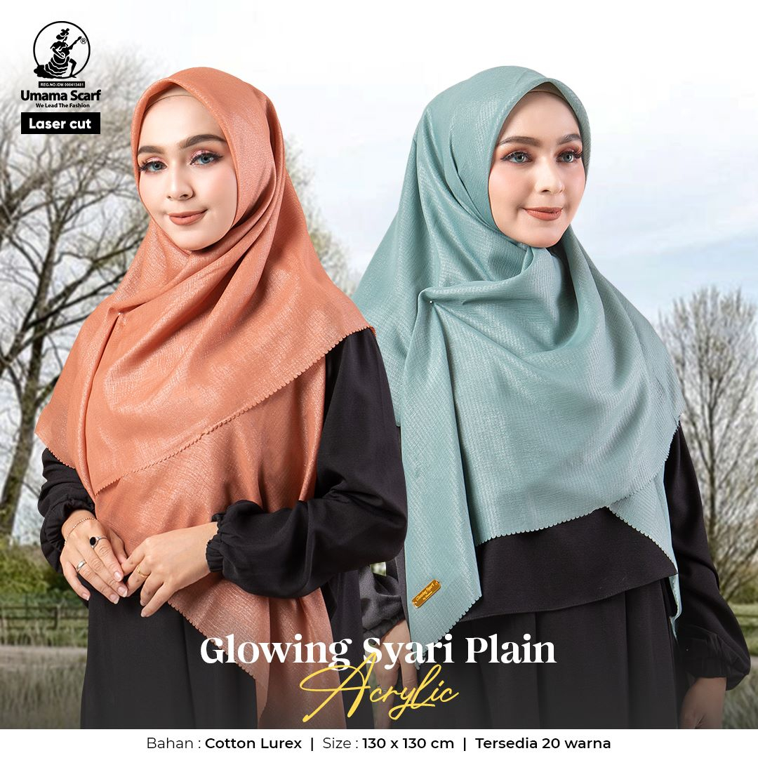 Jual SYARI UMAMA GLOWING PLAIN METAL LOGO Hijab Square Laser Cut Polos ...