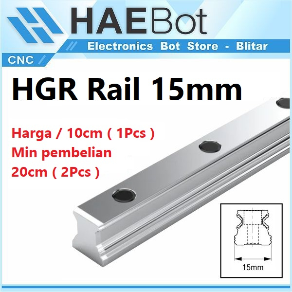 Jual [HAEBOT] Linear Guide Rail HGR15 HGR 15 15mm 10cm Rel CNC Laser ...